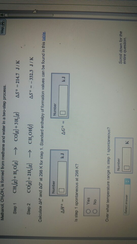 Solved Methanol, CHsOH, is formed from methane and water in | Chegg.com