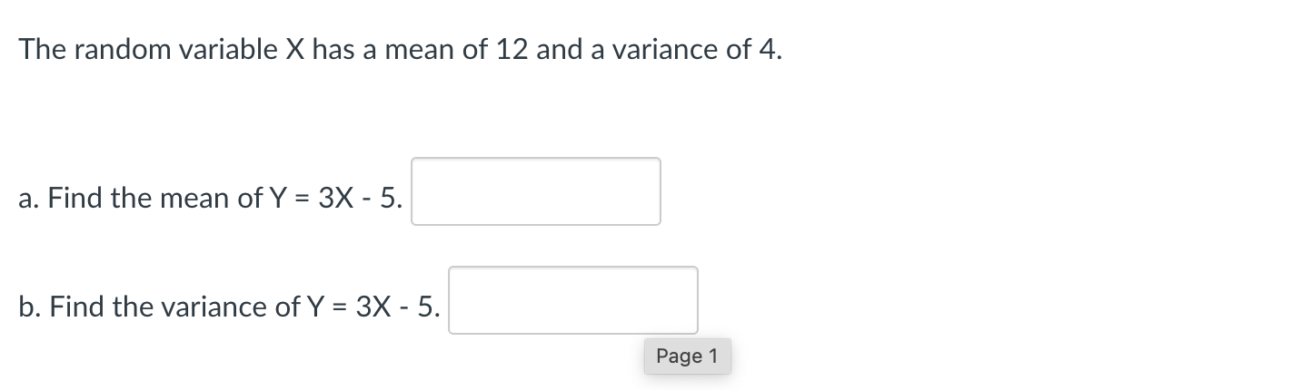 Solved The Random Variable X Has A Mean Of 12 And A Variance 0873
