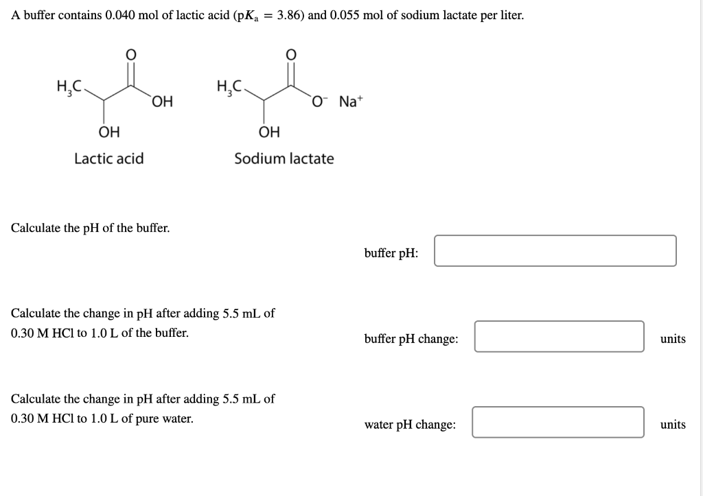 Solved A buffer contains 0.040 mol of lactic acid (pK4 = | Chegg.com