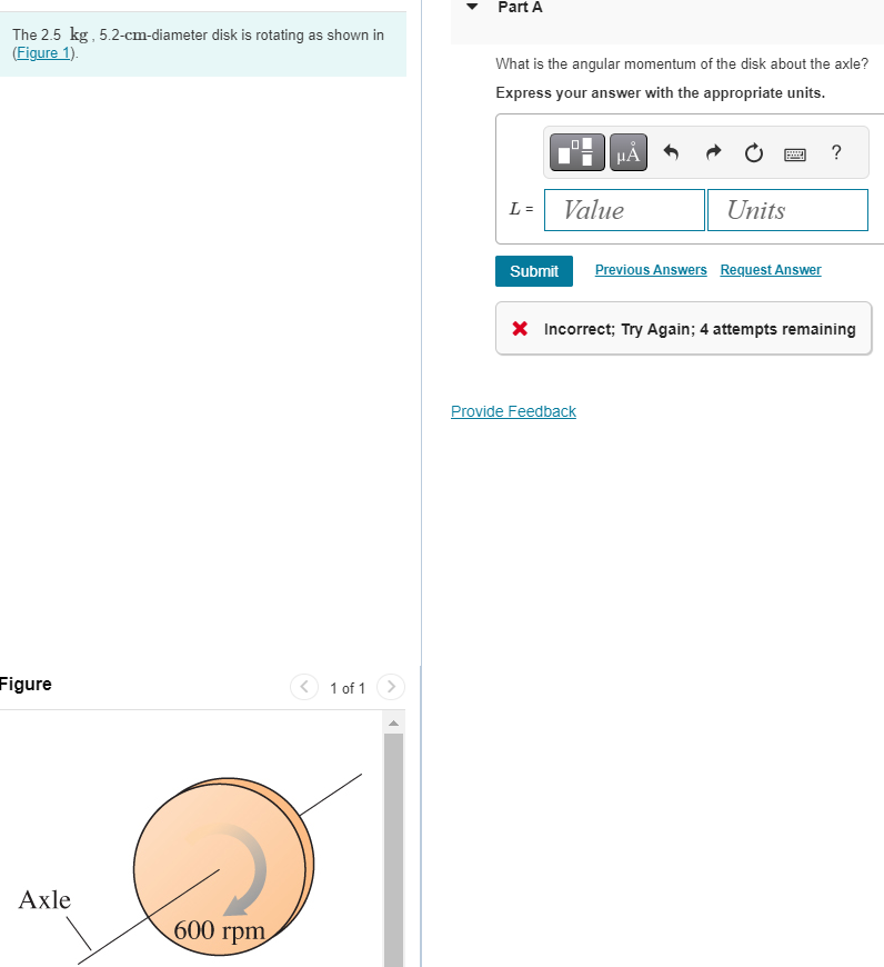 Solved The 2.5kg,5.2-cm-diameter disk is rotating as shown | Chegg.com