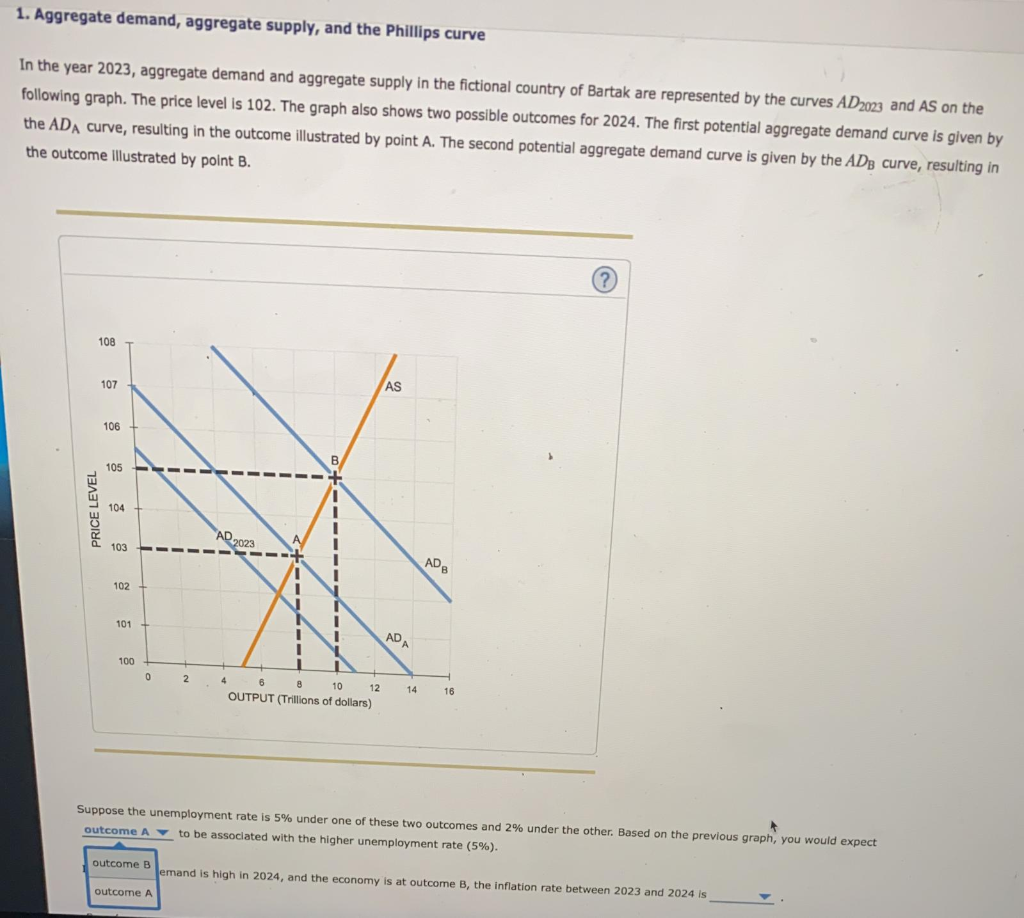Solved 1. Aggregate demand, aggregate supply, and the | Chegg.com