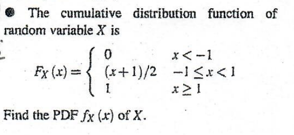 Solved The cumulative distribution function of random | Chegg.com