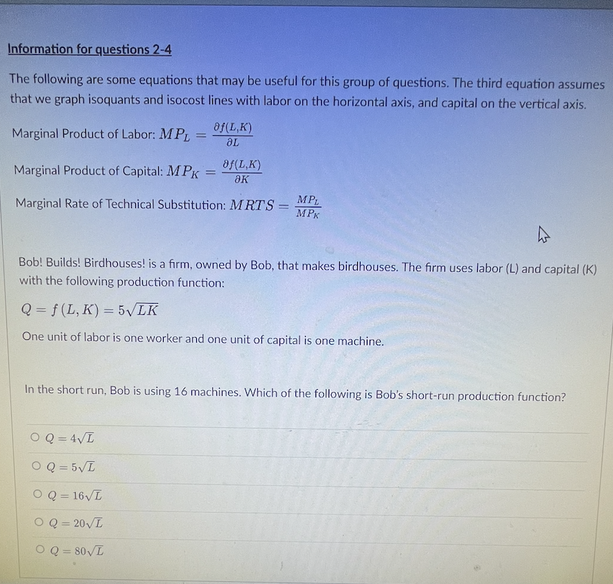 Solved Information for questions 2-4The following are some | Chegg.com