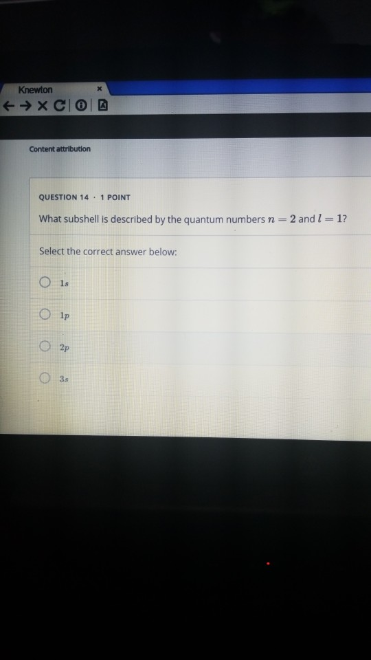 Solved Knewton Content attribution QUESTION 14 1 POINT What | Chegg.com