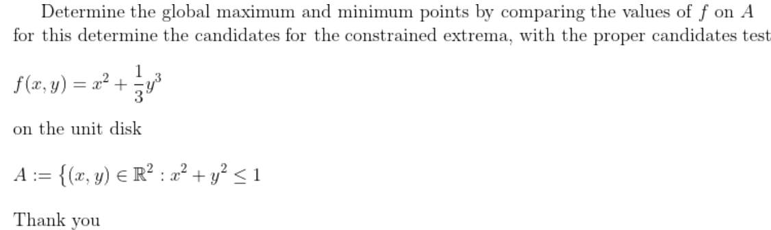 Solved Determine the global maximum and minimum points by | Chegg.com