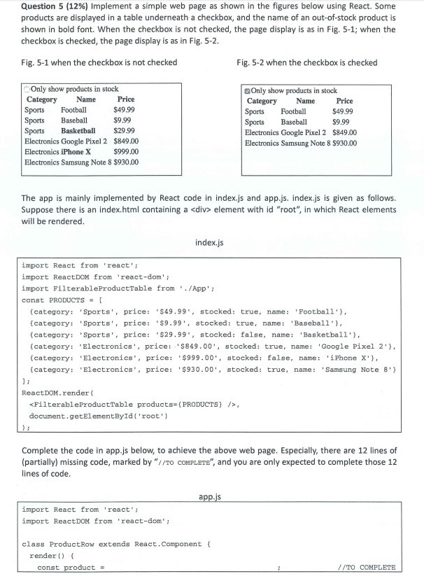 Solved Question 5 (12%) Implement a simple web page as shown | Chegg.com