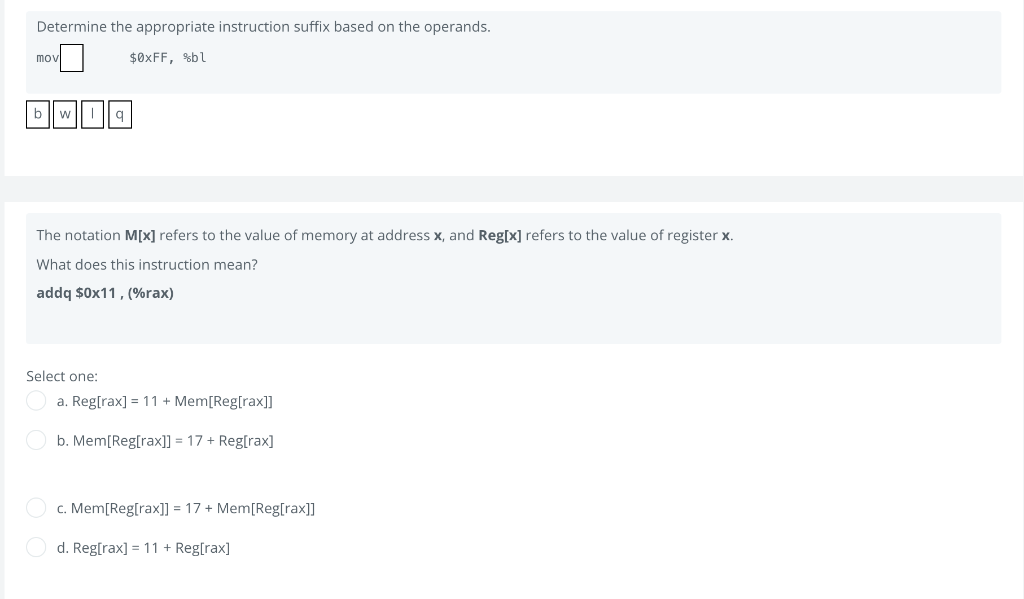 Solved Determine the appropriate instruction suffix based on | Chegg.com