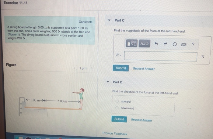 Solved Exercise 11.11 Part C Constants A diving board of | Chegg.com