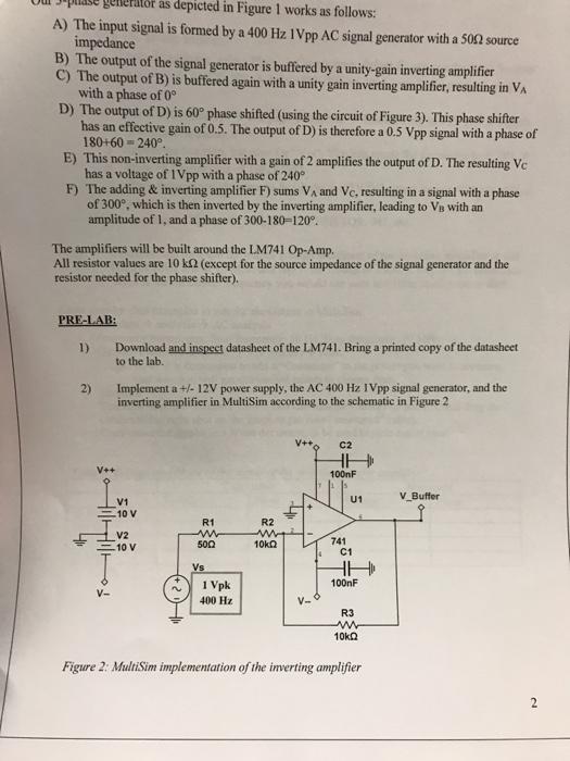 APPARATUS: Multisim AC signal source, ivpp, 400 Hz | Chegg.com