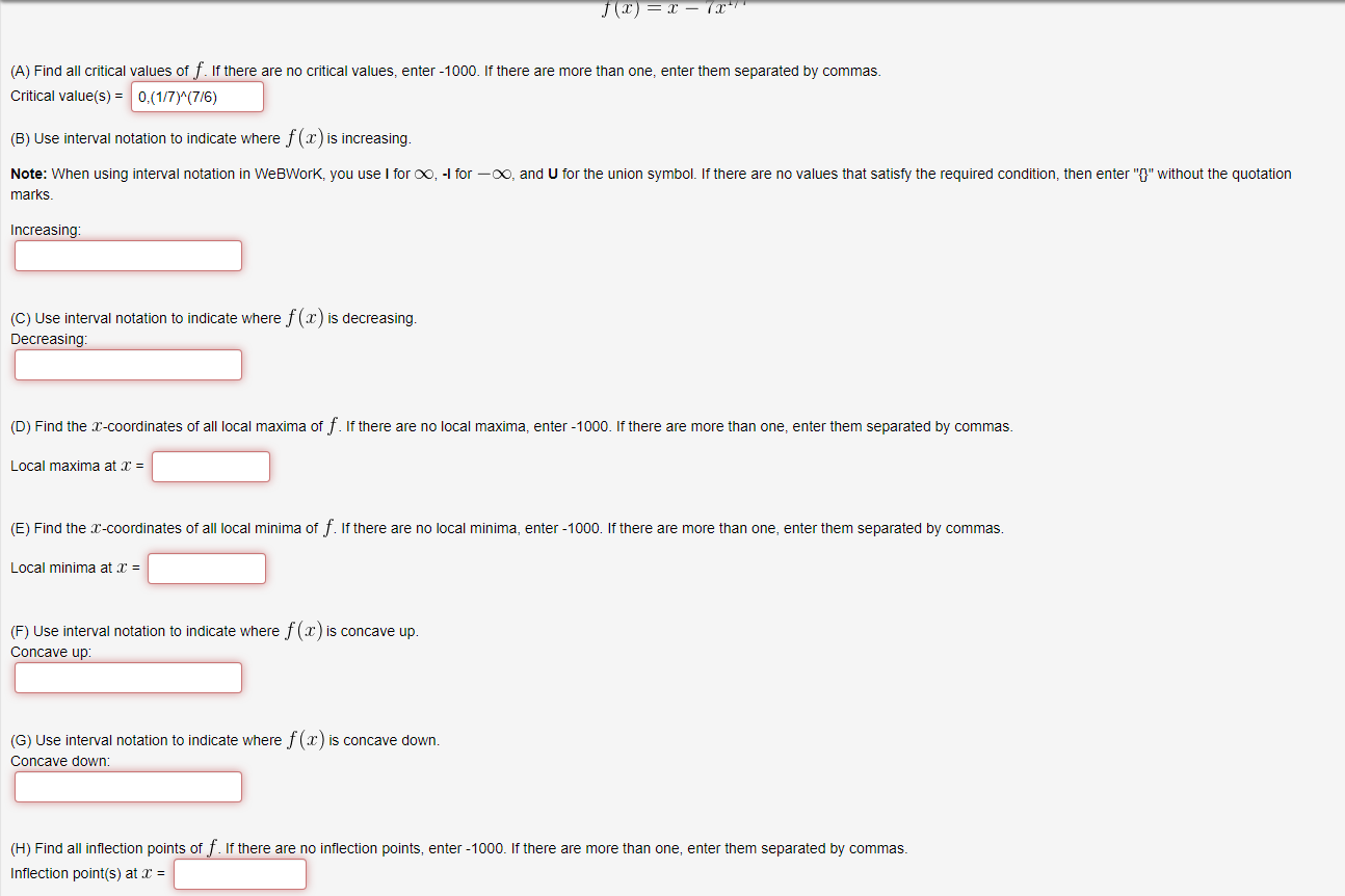 Solved (A) Find all critical values of f. If there are no | Chegg.com Solved (A) Find all critical values of f. If there are no | Chegg.com
