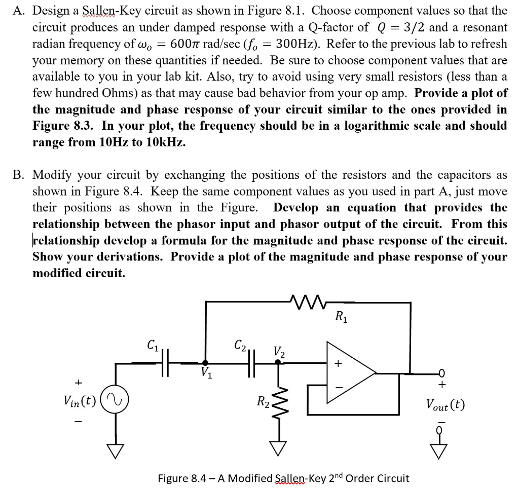 A. Design a Sallen-Key circuit as shown in Figure | Chegg.com
