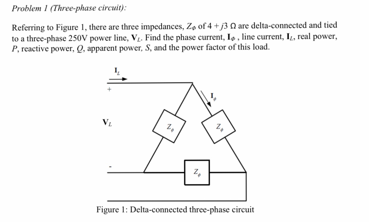 Solved Problem 1 (Three-phase circuit): Referring to Figure | Chegg.com