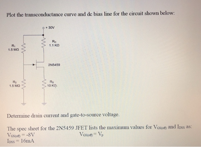 Solved Plot the transconductance curve and dc bias line for | Chegg.com