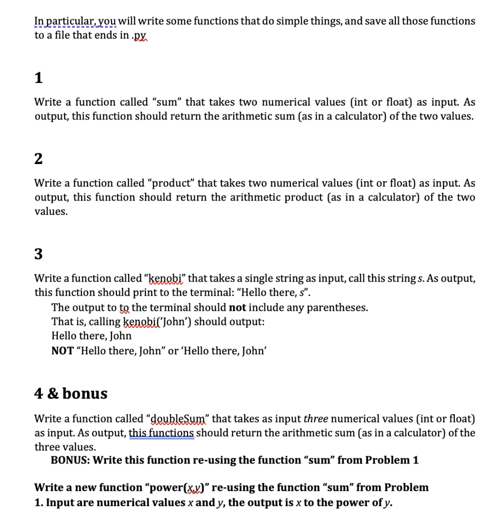 Solved In particular, you will write some functions that do | Chegg.com