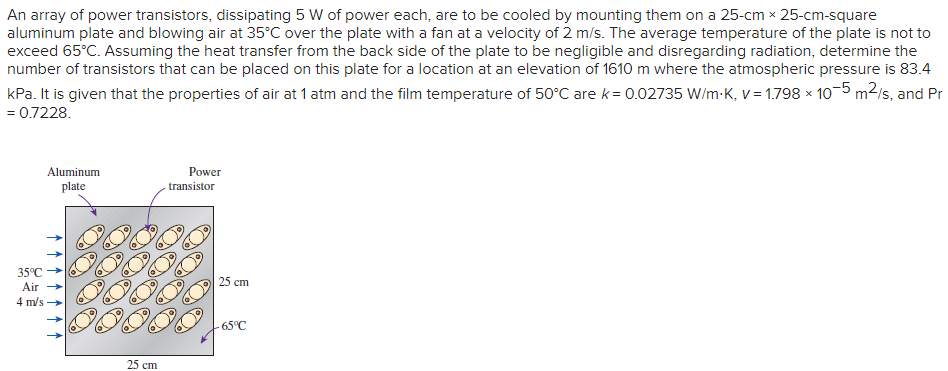 Solved An array of power transistors, dissipating 5 W of | Chegg.com