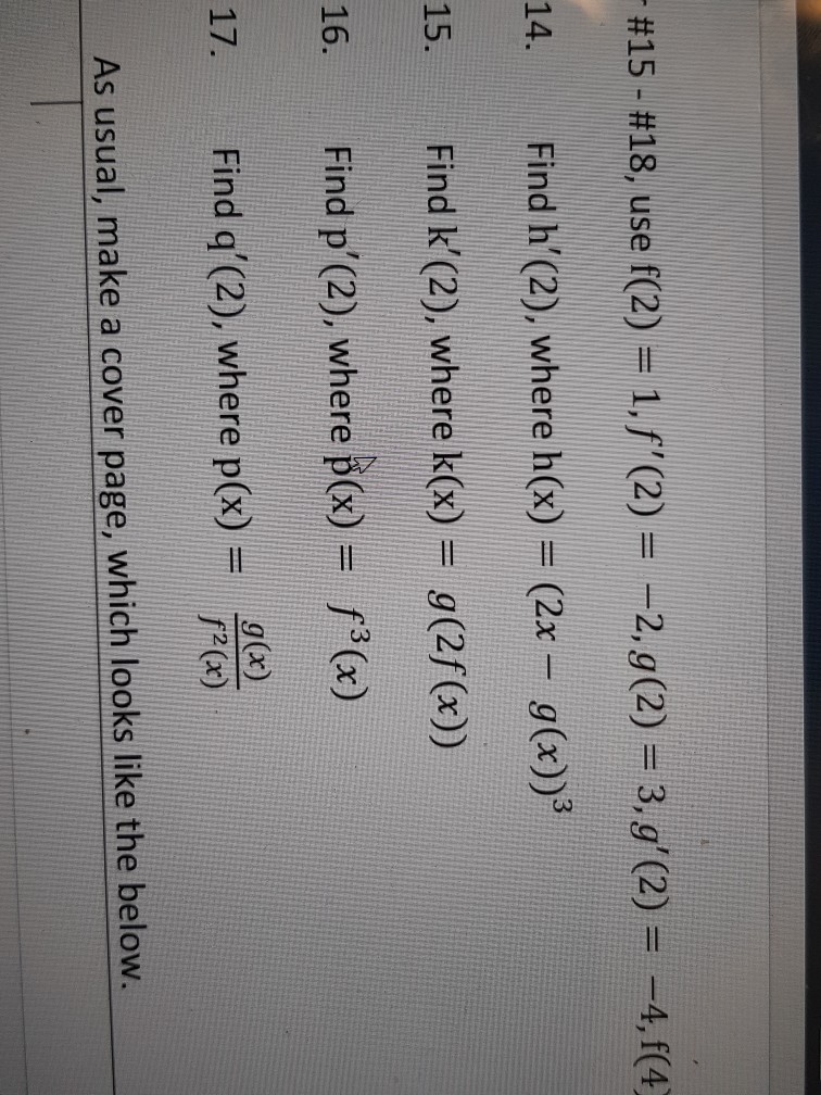 Solved 8 (Chain Rule) the derivative of each function f(x) 3 | Chegg.com