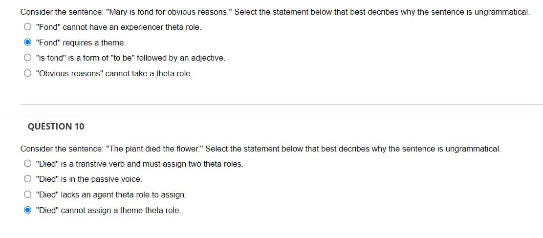 Consider the sentence: "Mary is fond for obvious | Chegg.com