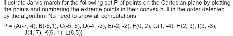 Solved Illustrate Jarvis march for the following set P of | Chegg.com