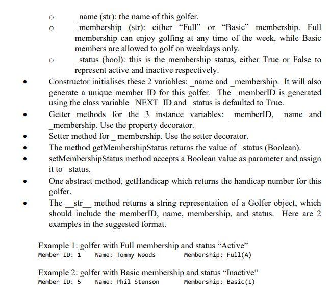 Solved In python: Golfers who want to play a game will need | Chegg.com