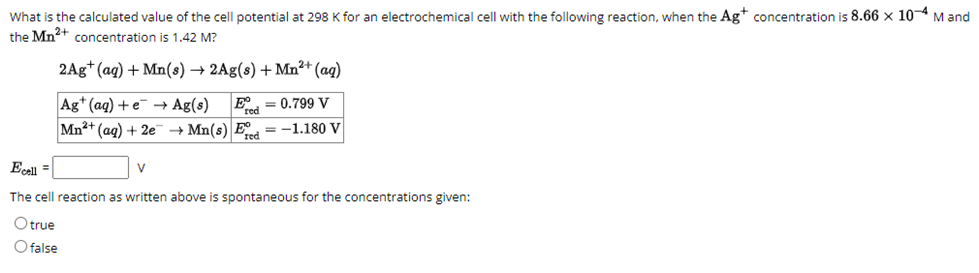 Solved What Is The Calculated Value Of The Cell Potential At