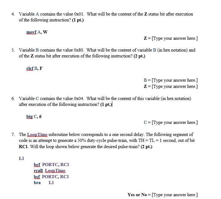 Solved 4. Variable A contains the value 0x01. What will be | Chegg.com