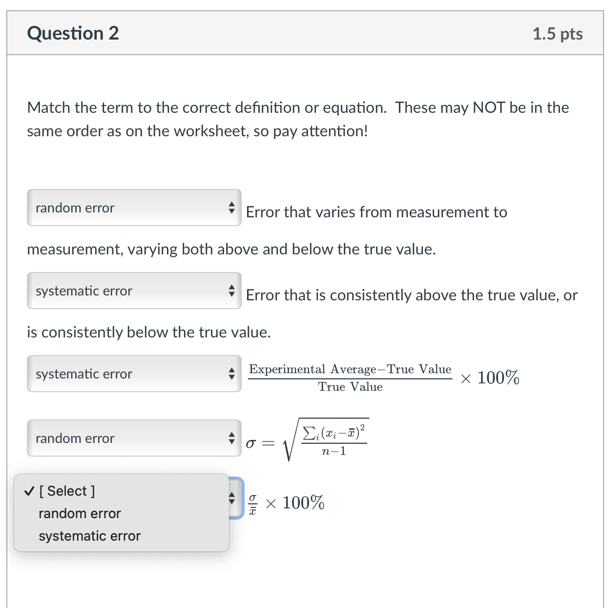 Solved Question 2Match the term to ﻿the correct definition | Chegg.com
