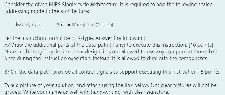 Consider the given MIPS Single cycle architecture. It | Chegg.com
