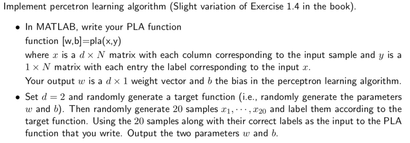 Exercise 1.4 Let us create our own target function f | Chegg.com