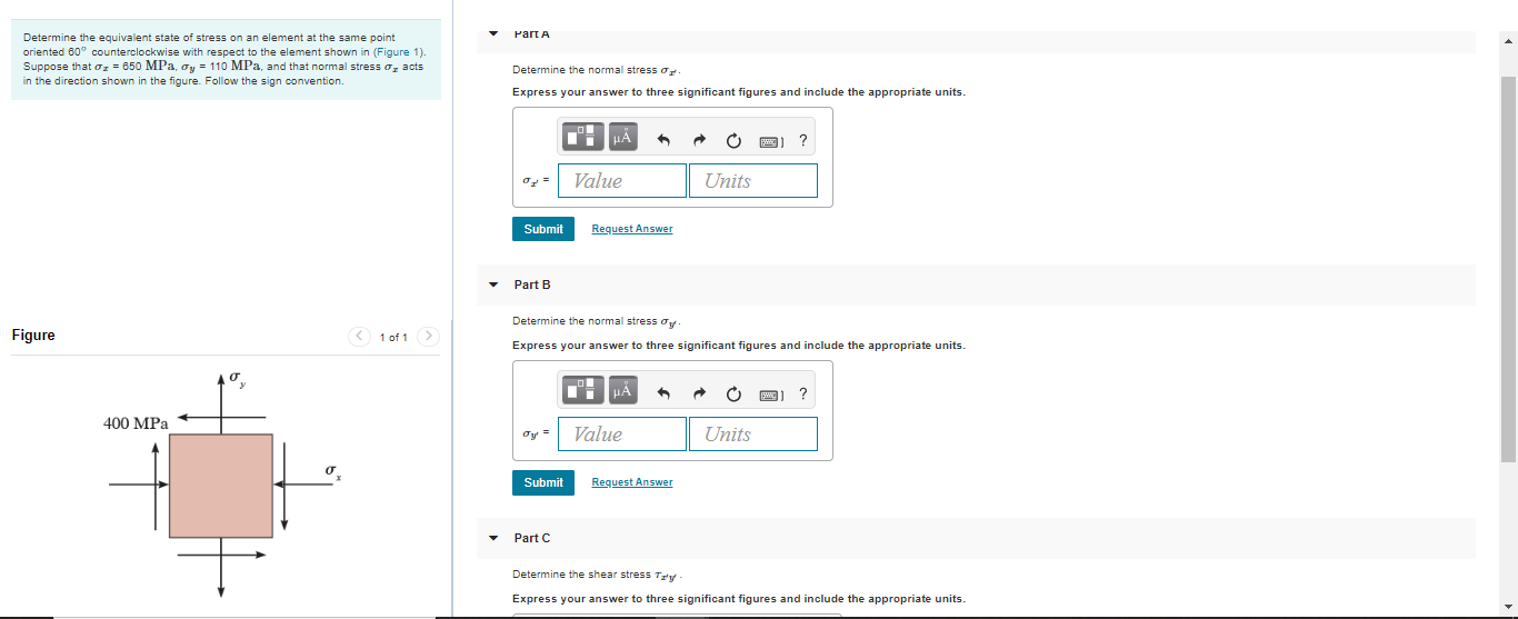 Solved PartA Determine the equivalent state of stress on an | Chegg.com Solved PartA Determine the equivalent state of stress on an | Chegg.com