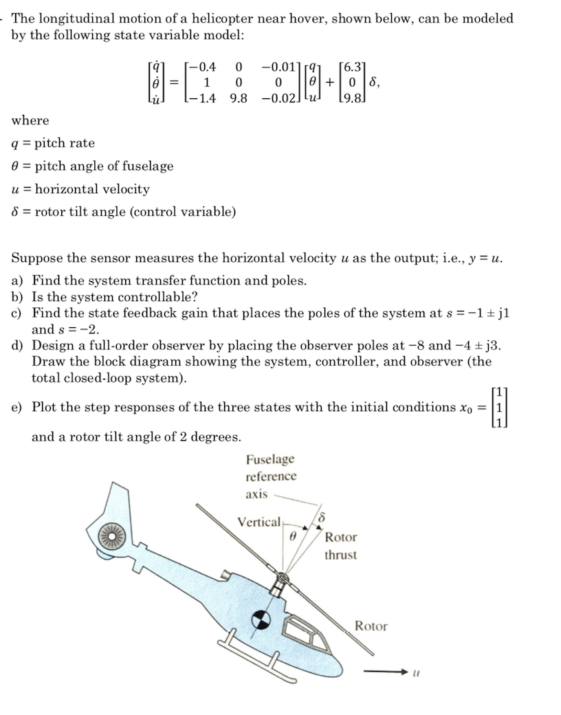 -The longitudinal motion of a helicopter near hover, | Chegg.com