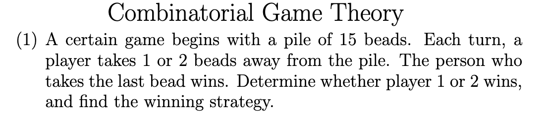 Solved Combinatorial Game Theory 1 A Certain Game Begins