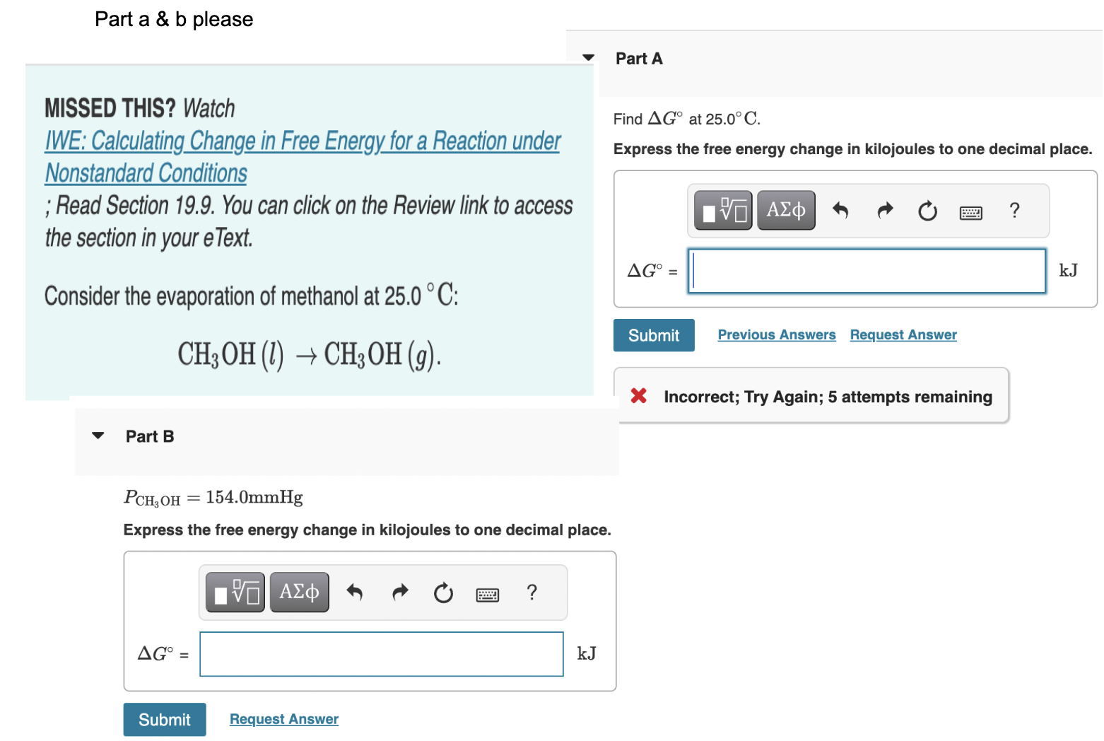 Solved Part a&b please Part A MISSED THIS? Watch IWE: | Chegg.com