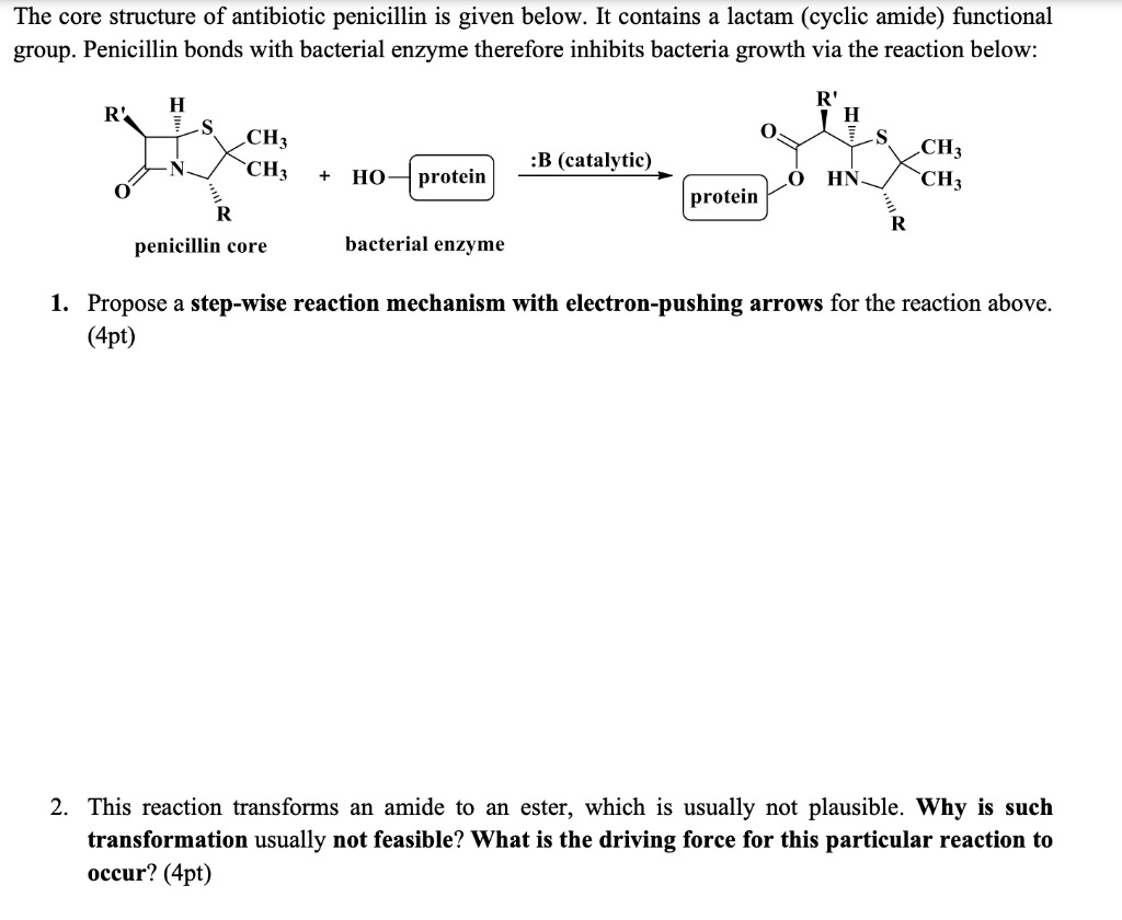Solved The core structure of antibiotic penicillin is given | Chegg.com