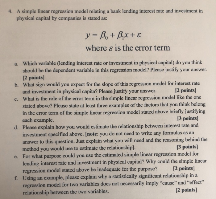 Solved A simple linear regression model relating a bank | Chegg.com