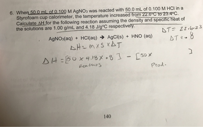 Solved 6. When 50.0 ml of 0.100 M AgNO3 was reacted with | Chegg.com