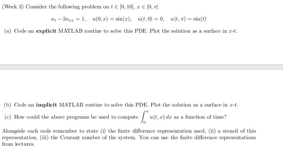 Solved (Week 3) Consider the following problem on t€ [0, | Chegg.com