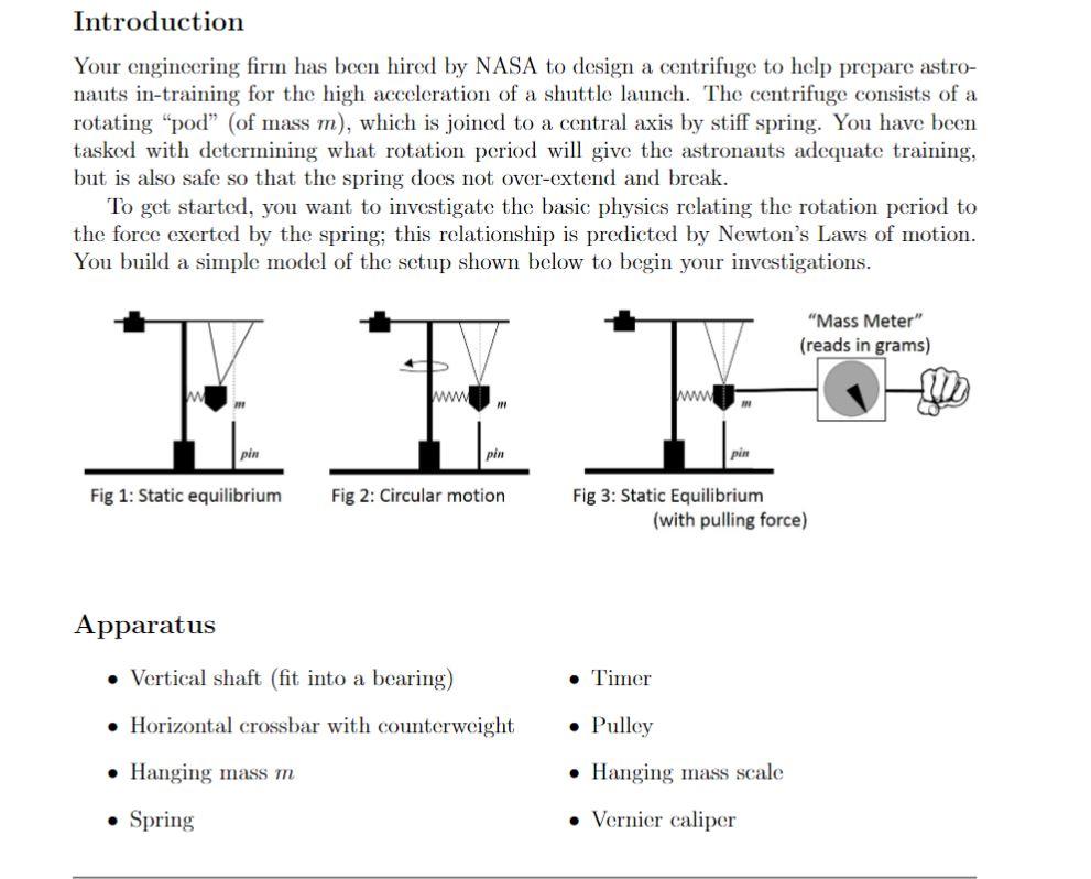 Solved 4.) Consider the apparatus in Fig 2, where the mass m | Chegg.com