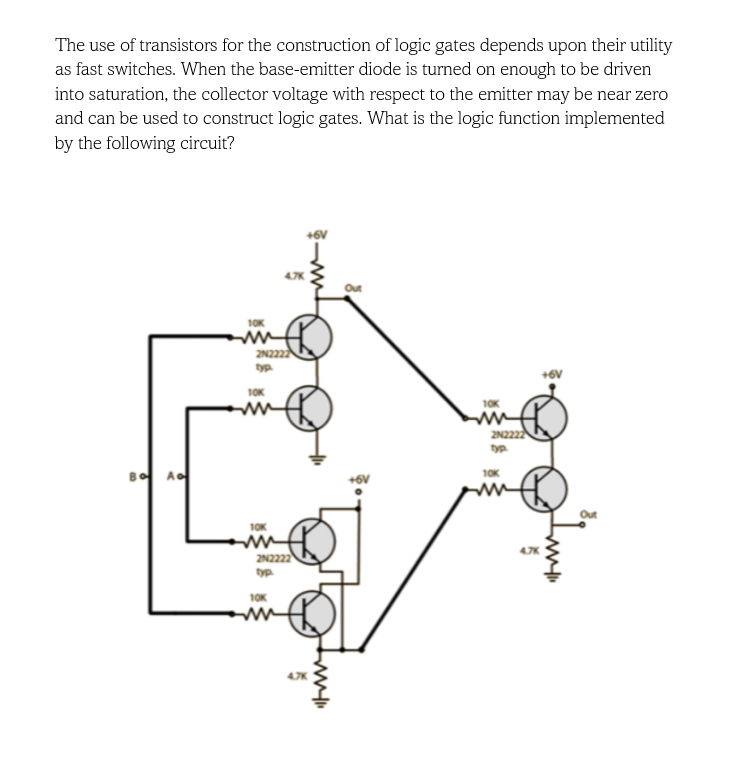 Solved The use of transistors for the construction of logic | Chegg.com