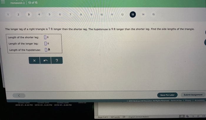 Solved Homework 2 13 of 15 10 12 13 14 15 The longer leg of | Chegg.com