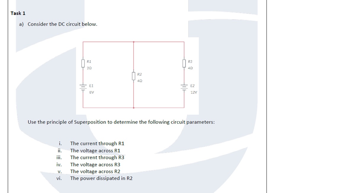 Solved Task 1a) ﻿Consider the DC circuit below.Use the | Chegg.com