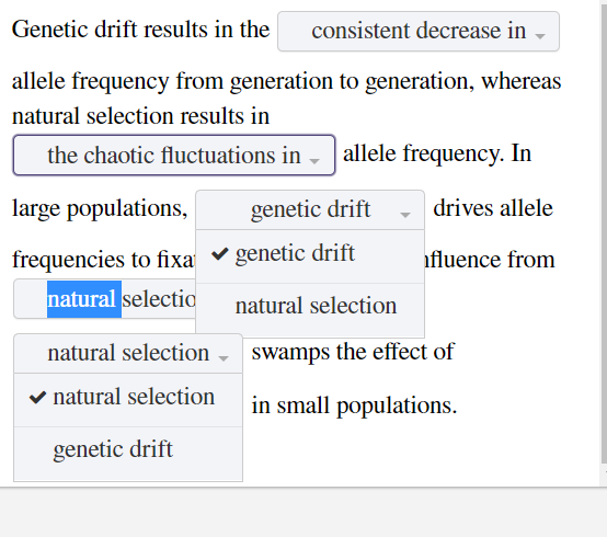Solved Genetic drift results in the _____ allele frequency | Chegg.com