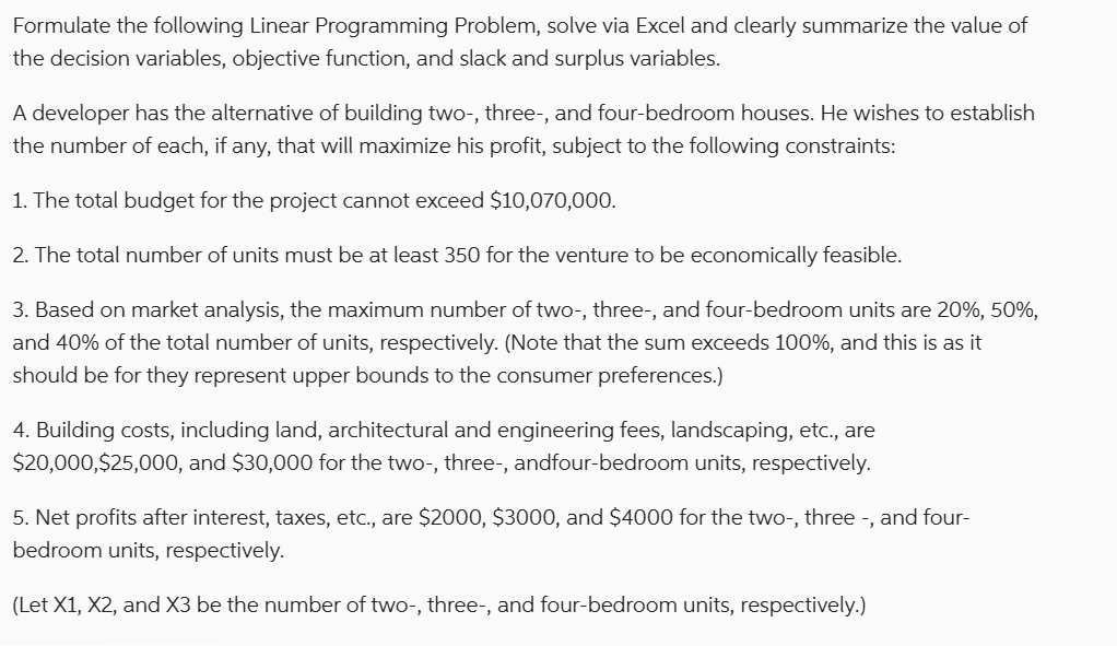 Formulate the following Linear Programming Problem, | Chegg.com