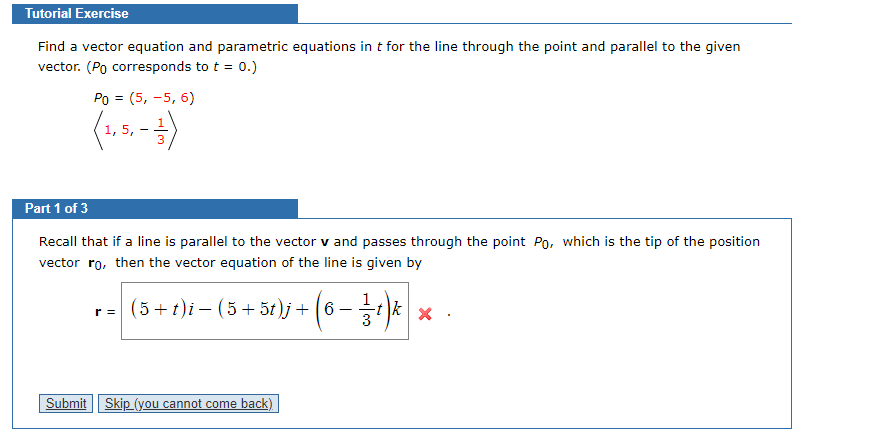 Solved Tutorial Exercise Find A Vector Equation And