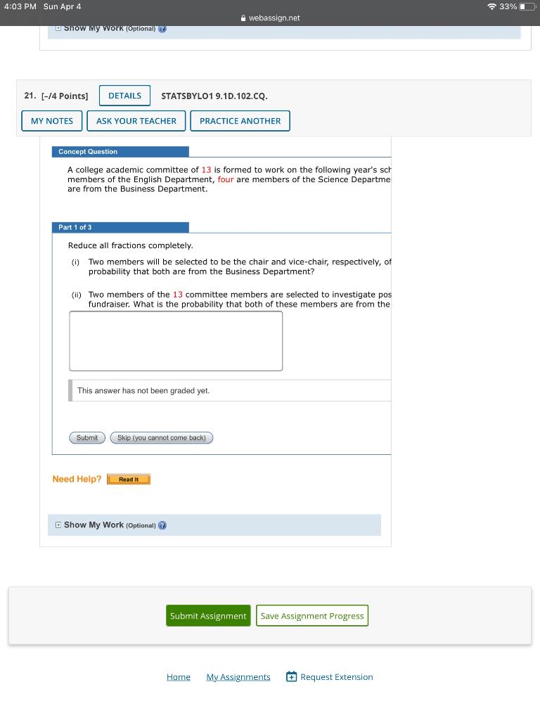 Solved 4:03 PM Sun Apr 4 33% 0 webassign.net Show My Work | Chegg.com Solved 4:03 PM Sun Apr 4 33% 0 webassign.net Show My Work | Chegg.com