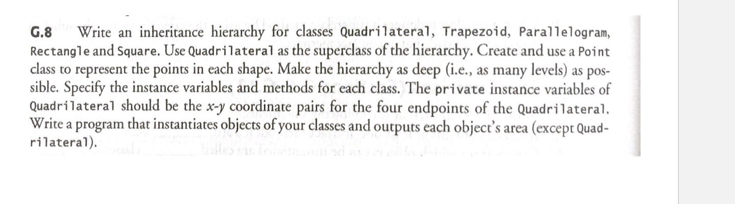Solved G.8 Write an inheritance hierarchy for classes | Chegg.com