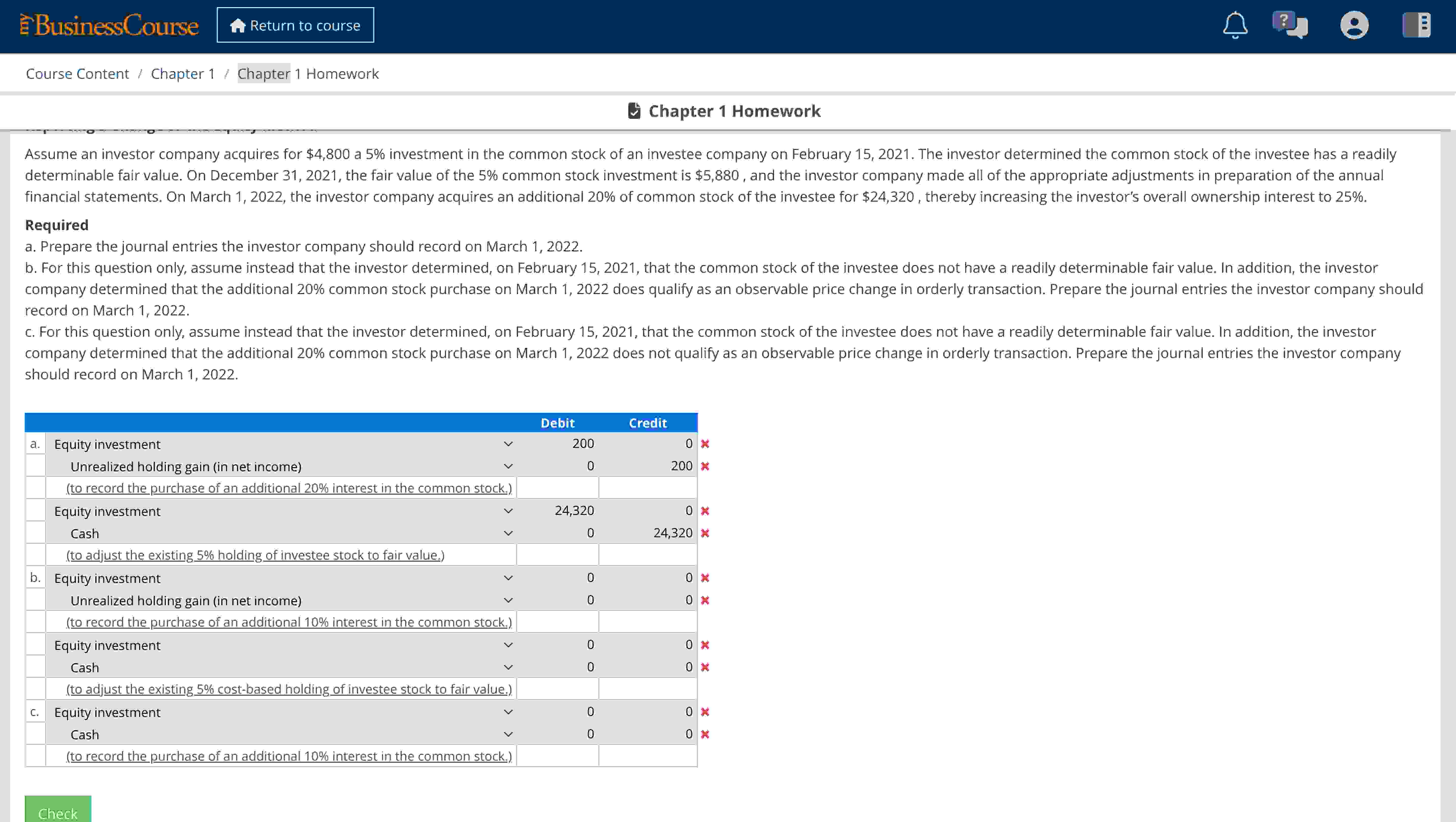Solved Assume an investor company acquires for $4,800 ﻿a 5% | Chegg.com
