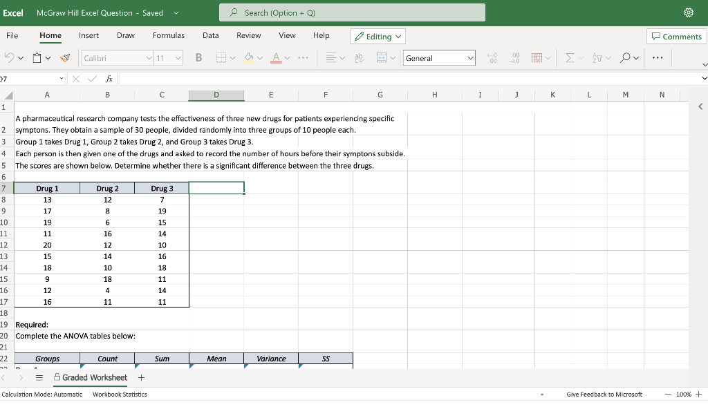 Solved Excel Mcgraw Hill Excel Question Saved File Home 