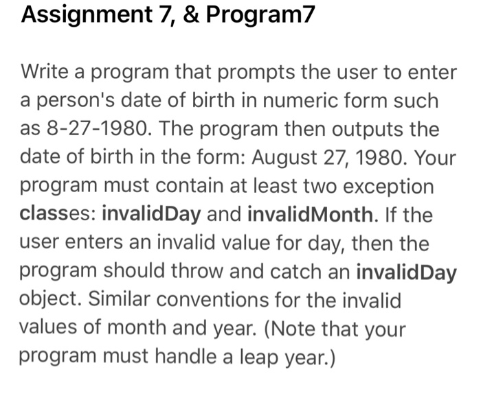 Solved Assignment 7 And Program7 Write A Program That Prompts