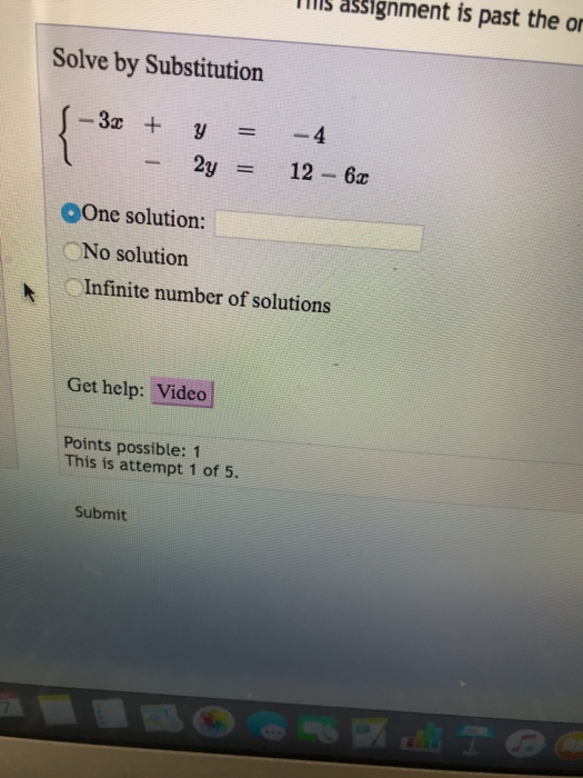 Solved S assignment is past the or Solve by Substitution -3a | Chegg.com