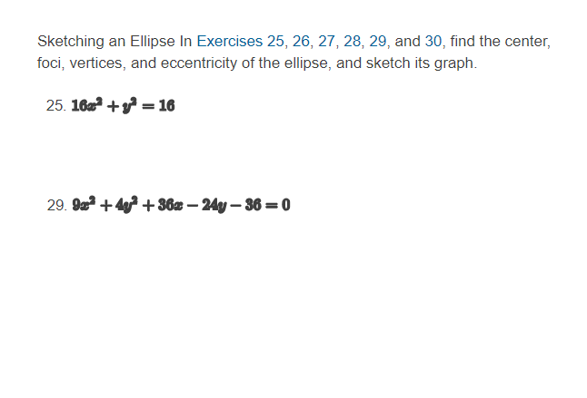 Solved Sketching an Ellipse In Exercises 25, 26, 27, 28, 29, | Chegg.com